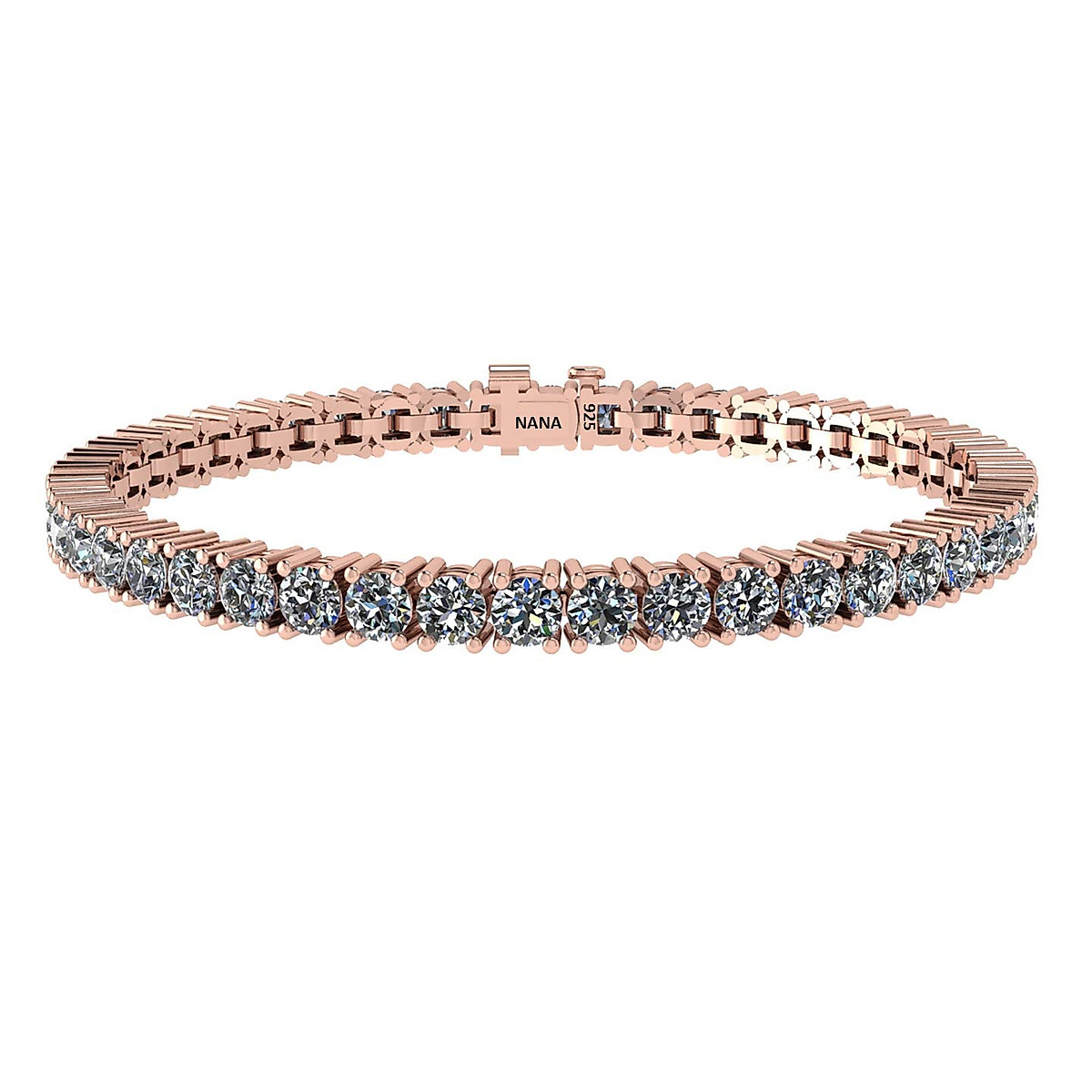 Central Diamond Center Silver Pure Brilliance CZ Tennis Bracelet- 8-5.0mm-18.50cttw Equivalent Diamond Weight-Rose Gold Plated