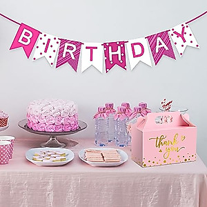 Seajan 24 Pieces Thank You Gable Boxes in Bulk Pink Gold Goodie Candy Boxes with Handle Party Gift Treat Boxes for Baby Shower Wedding Birthday Party Favors Packing, 5.9 x 3.2 x 3.5 Inch