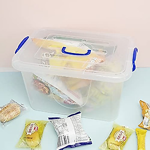 Asking 12 L Clear Plastic Storage Box with Handle, 4-Pack