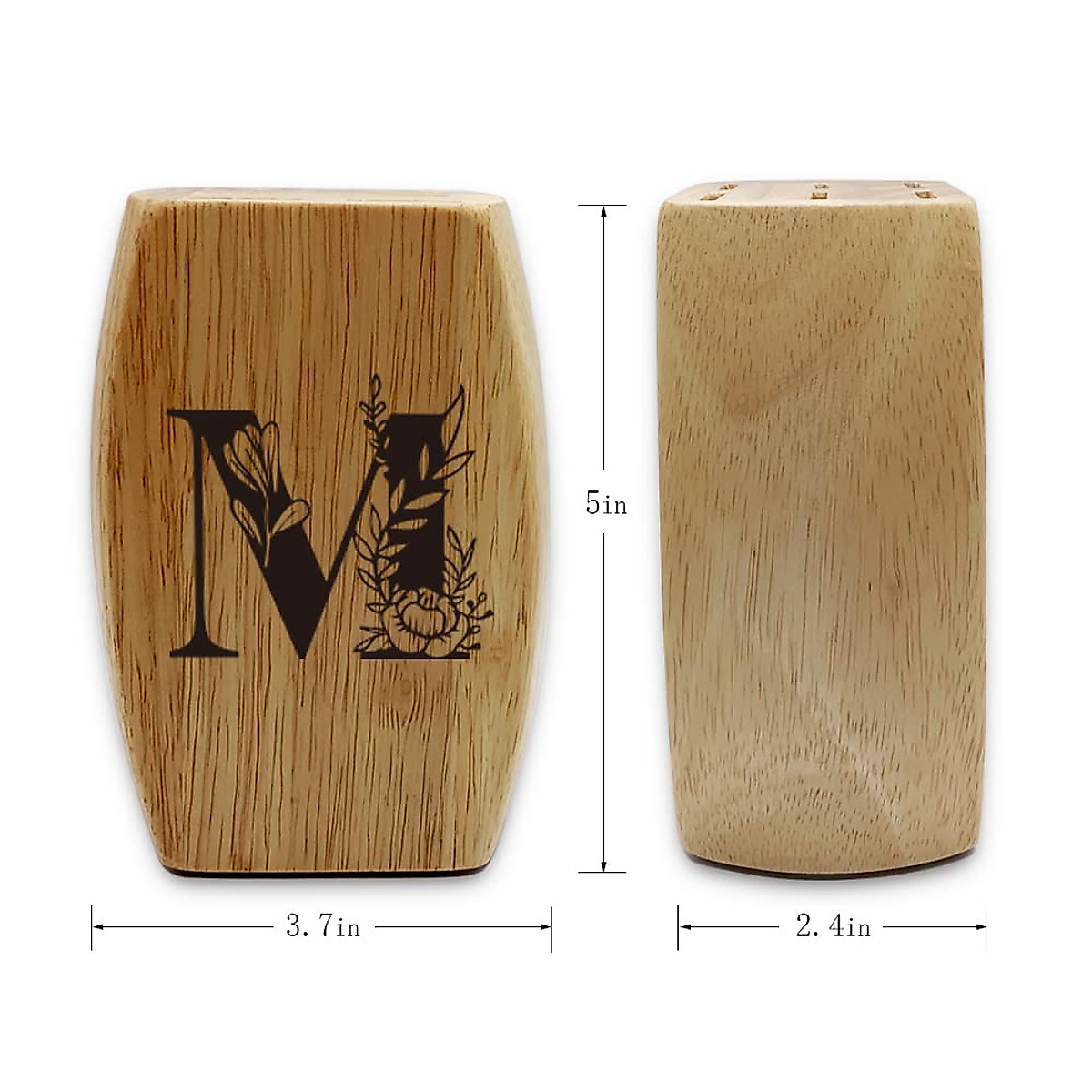 Monogram Letter M Funny Farmhouse Kitchen Decor Knife Block For Steak Knives 5 Inch Utility Knives 6 Piece Slot Organizer Durable 100% Natural Oak Wood, Housewarming Birthday Wedding Gift, 3.7x2.4x5"