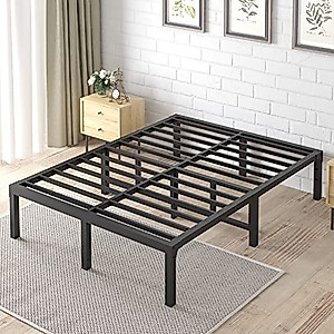 FUIOBYVV Full Size Bed Frame, 14 Inch Heavy Duty Metal Platform Bed Frame Full Support Up to 3500 lbs, No Box Spring Needed/No Shaking/Steel Slat Support/Noise Free/Easy Assembly