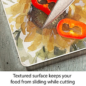 CounterArt Sunflowers Forever 3mm Heat Tolerant Tempered Glass Cutting Board 15” x 12” Manufactured in the USA Dishwasher Safe