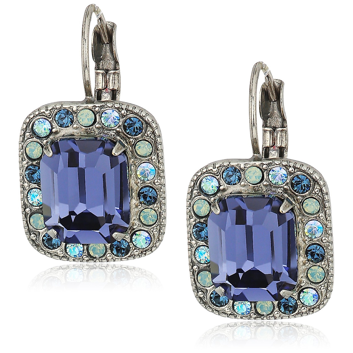 Sorrelli Opulent Octagon Drop Earrings, Antique Silver-Tone Finish, Moonlit Shores