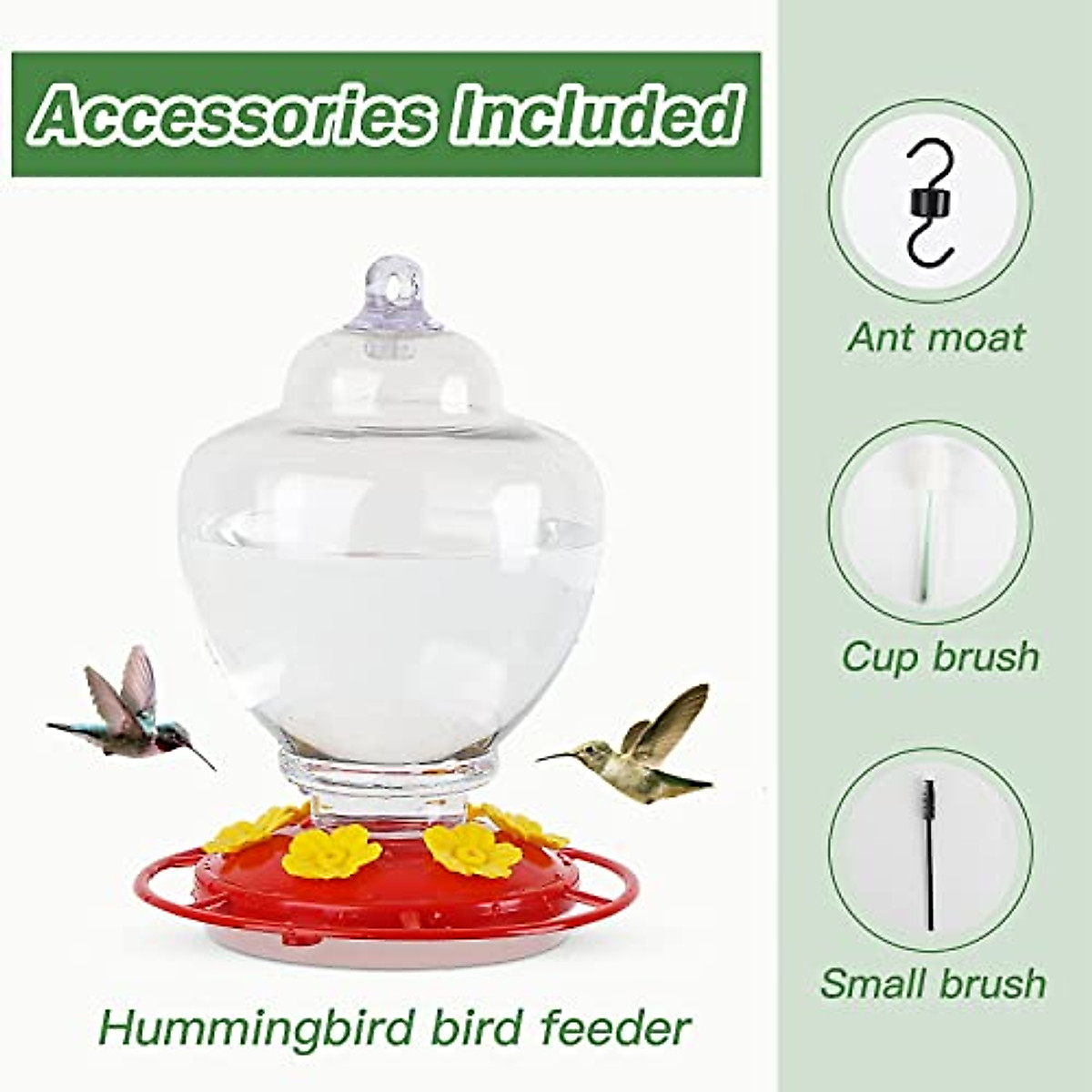 40 Ounces Hummingbird Feeder,Hummingbird Feeders for Outdoors Hanging,Plastic Humming Birds Feeders for Outside with 6 Feeding Perch Red
