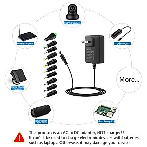 SHNITPWR 15V DC Power Supply 15V 2A 30W AC Adapter 15 Volt DC Power Cord AC 100~240V to DC 15Volt 2amp Power Adapter Charger with 10 Tips 5.5x2.5mm 5.5x2.1mm 5.5x3.0mm 3.5x1.35mm 4.8x1.7mm