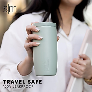 Simple Modern Travel Coffee Mug Tumbler with 360° Lid | Ceramic-Lined Insulated Stainless Steel Cold Brew Iced Coffee Cup Thermos | Gifts for Women Men Her Him | Voyager Signature | 16oz | Ice Gray