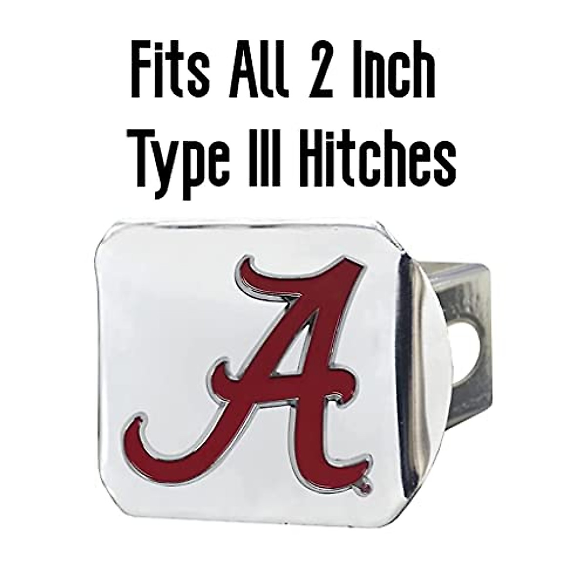 University of Alabama Premium Chrome #D Hitch Cover W/Colored Team Logo - Unique Logo Style Metal Molded Design – Easy Installation on Truck, SUV, Car - Ideal Gift for Die Hard Crimson Tide Fan