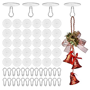Philbinden 100 Pack Sticky Ceiling Hooks Self Adhesive Wall Hooks Round Suction Cup Sticky Ceiling Hooks for Christmas Festival Wedding Birthday Party Decorations