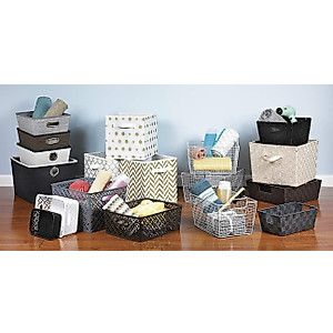 Home Basics Large Polyester Woven Strap Open Bin, Black