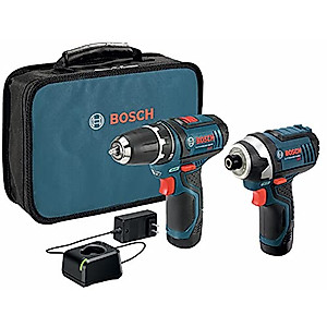 Bosch Power Tools Drill Kit - CLPK22-120 - 12-Volt Lithium-Ion 2-Tool Combo Kit (Drill/Driver and Impact Driver) with 2 Batteries, Charger and Case w/ 91 pc drill and drive bit set