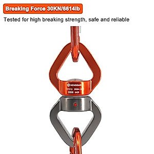 NewDoar Swing Swivel,30KN CE Certified Micro Rotator Swivel Device for Swing Aerial Dance/Yoga/Swing/Hanging Hammock/Rock Climbing Tree Arborist(Silver Orange)