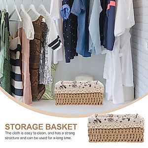 Cabilock Hyacinth Desktop Lined Beige Shelves Container Hand Sundries Countertop Living Cloth Flower Holder Liner Small Toilet Xxcm Towels Fabric Shelf Baskets Wicker Makeup Straw