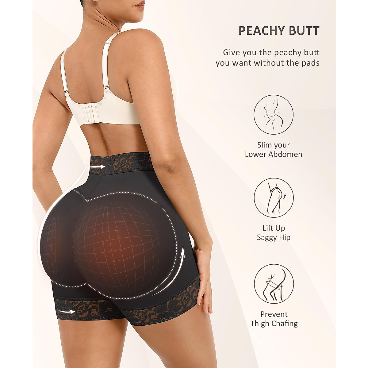 FeelinGirl Body Shaper Panty Tummy Control Shapewear Middle Waist Shorts Butt Shaper Black M