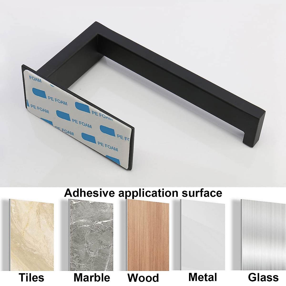 Vanloory Toilet Paper Holder, Self Adhesive Tissue Holder Stainless Steel Rustproof Paper Roll Holder, No Drilling Easy to Install, Toilet Paper Rack Suitable for Office, Bathroom (Matte Black)