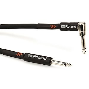 Roland Black Series Instrument Cable, Angled/Straight 1/4-Inch Jack, 10-Feet