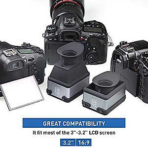 Kamerar CVF-1 Collapsible LCD Viewfinder 3X Magnifier for 3.0" and 3.2" DSRL Camera LCD Screen for Canon, Nikon, Pentax, Sony DSLR, Camera Screen Sunshade Hood