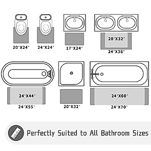 Yimobra Bath Rug Mat, 32 x 20, Soft Shaggy Non-Slip Chenille Bathroom Rugs, Large Size, Super Absorbent and Thick, Machine Washable Bathroom mat, Tub and Shower, Home Decor Accessories, Silver