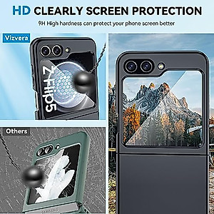 Vizvera for Samsung Galaxy Z Flip 5 Case with Screen Protection, Flip z 5 Case Slim HD Clearly Anti-Scratch Shockproof Phone Case for Galaxy Z Flip 5 (2023)-Black