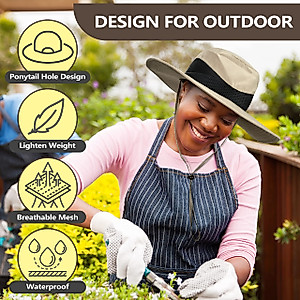 Solaris Ponytail Hole UPF 50 Women Sun Protection Hat for Garden Hiking Safari, Tan