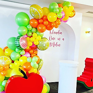 149pcs Fruit Balloon Garland Arch Kit Pink Yellow Green Balloons with Mixed Waterlemon Pineapple Mylar Foil Balloons for Twotti Fruity Party Decorations 2nd Birthday Party Summer Supplies