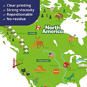 DECOWALL DL3-2212 XLarge World Map Kids Wall Stickers (59x40 inch) Decals Peel and Stick Removable for Nursery Bedroom Living Room Art murals Decorations