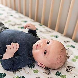 Bebe au Lait Classic Muslin Crib Sheet, 100% Cotton Muslin, Fits Standard Crib Mattress - Jungle