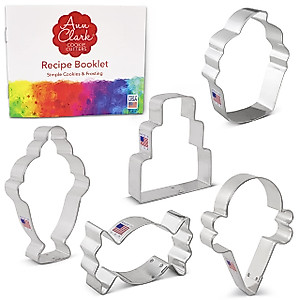Candy and Sweets Cookie Cutters 5-Pc. Set Made in the USA by Ann Clark, Candy, Cupcake, Ice Cream Cone, Cake, Ice Cream Sundae
