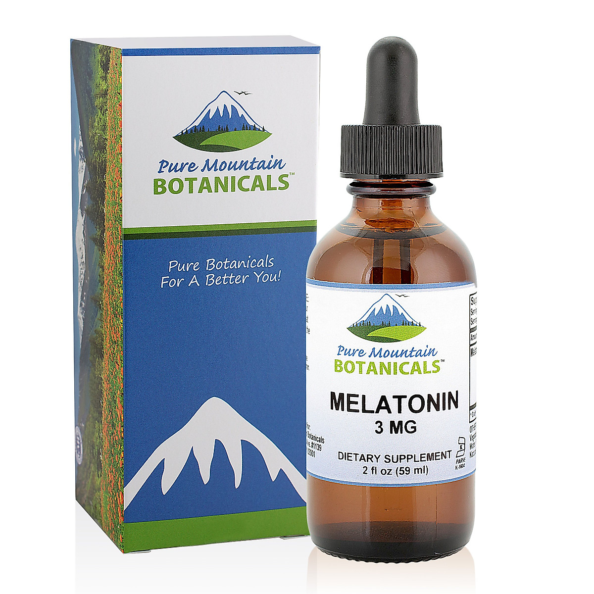Liquid Melatonin 3mg - Natural Berry Flavored Kosher Melatonin Drops in 2oz Glass Bottle