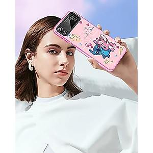 Jowhep for Z Flip 4 Case Girly Cute Cartoon Character Pattern Design for Girls Kids Boys Teens Women Cover Fun Kawaii Cool Clear Soft TPU Cases for Samsung Galaxy Z Flip 4 6.7", Stit CP