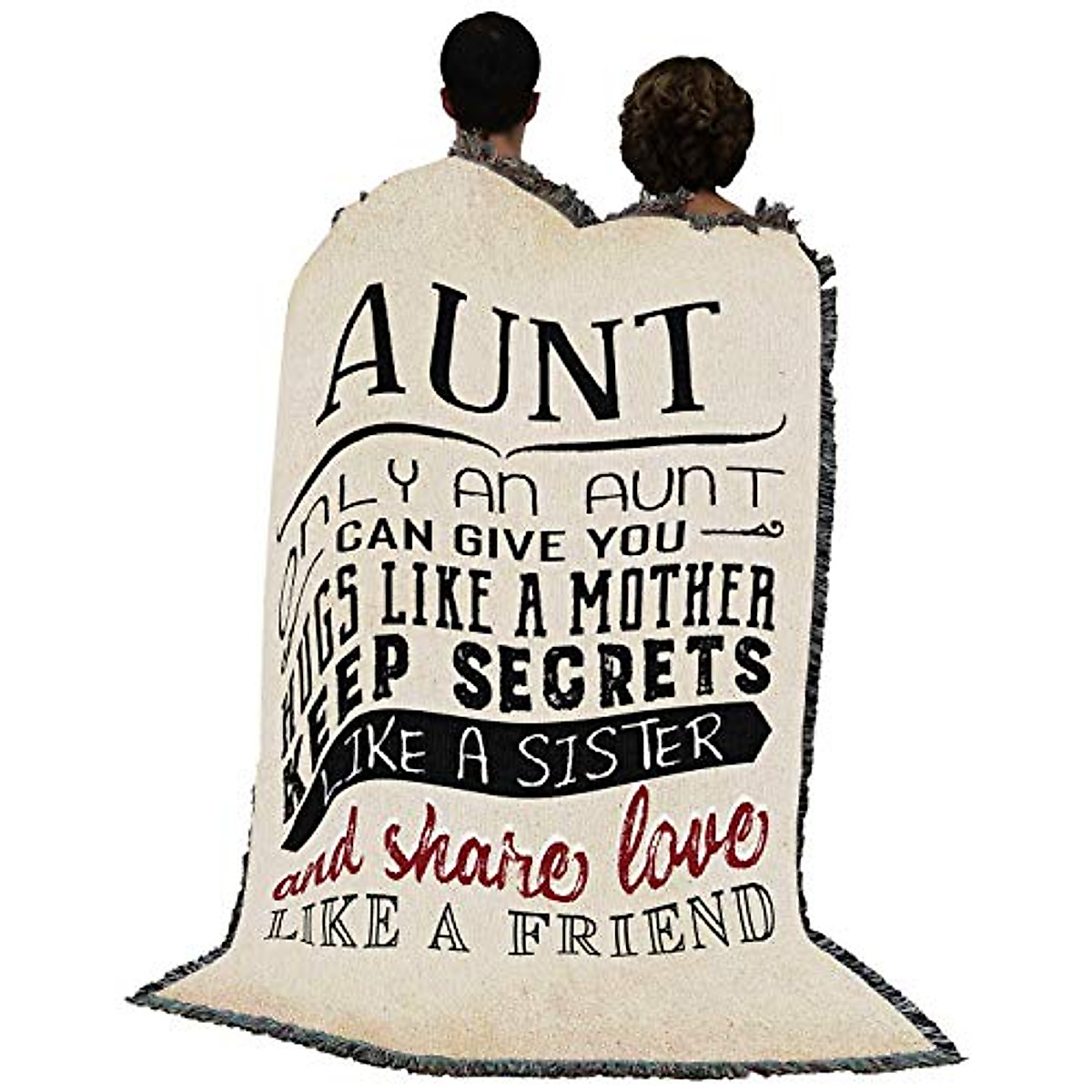 Only an Aunt Can Give You Hugs Like a Mother Blanket - Gift Tapestry Throw Woven from Cotton - Made in The USA (72x54)