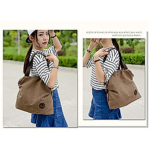 Women's Multi-pocket Shoulder Bag, Fashion Cotton Canvas Handbag Large Tote Purse, Vintage Hobo Top Tote Handle Multifunction Beach Casual Satchel Shopping Crossbody Bag