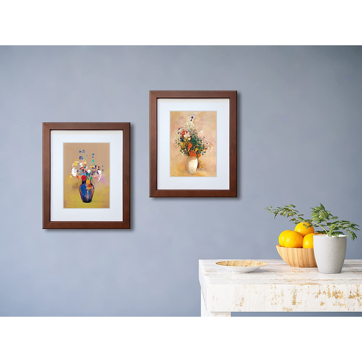 DEKWINN 11x14 Picture Frame Set of 2 Made of Solid Wood with Real Glass for Pictures 8x10 with Mat or 11x14 Without Mat, Wall Mount or Tabletop Gallery Photo Frames, Brown