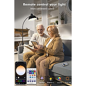YHW Living Room Floor Lamp Smart Compatible with Alexa&Google, RGB 2700-6500k CCT Dimmable Color Changing for Bedroom Office.