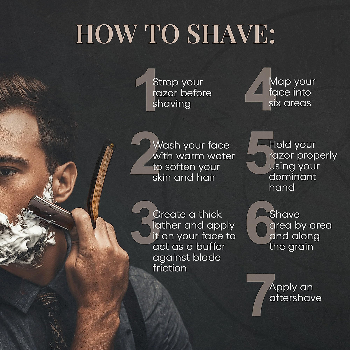 Damascus Straight Razor Kit - Shave Ready Straight Razor, Damascus Steel Straight Edge Razor, Walnut + Steel Straight Razor For Men, Brush, Strop, Soap, Complete Straight Razor Shaving Kit, Great Gift