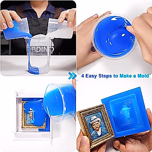 BBDINO Silicone Mold Making Kit,Liquid Silicone for Mold Making 30A Sapphire Blue,High Strength Silicone Rubber Mold Making Kit,1:1 by Volume Ideal for Casting Resin/Jewelry Silicone Molds 4.4 lbs