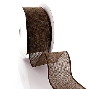 Ribbon Traditions 2.5" Wired Burlap Ribbon Rustic Brown 10 Yards