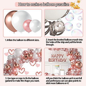 Rose Gold Balloon Garland Kit,104pcs Rose Gold White Balloon Arch Rose Gold White Confetti Latex Balloons For Women Girls Birthday Wedding Baby Shower Graduation Bachelorette Party Decorations