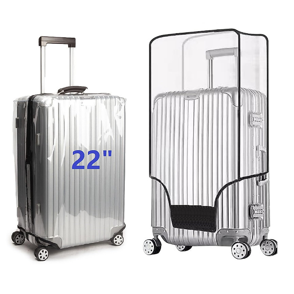FABULWAY Clear PVC Suitcase Cover Protectors Transparent Luggage Cover Waterproof Wheeled Suitcase Dust Cover Dustproof Travel Luggage Sleeve Protector (22")