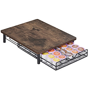 Giikin Coffee Pod Drawer Holder, k cup holder with 35 Capacity Capsule Pods, Coffee Pot Storage Organizer Drawer Holder for K-cups, Compatible with Nespresso Vertuo Capsules (Antique Brown)