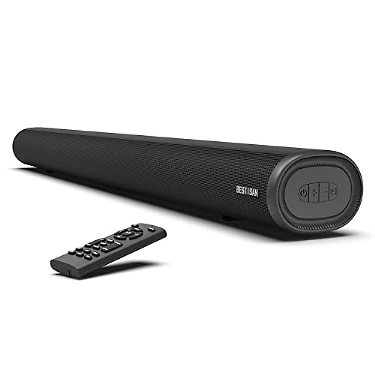 BESTISAN Sound Bar, 80 watts 33.5 inch Sound Bars for TV with Bluetooth 5.0, 3 Equalizer Modes Audio, Bass Adjustable, HDMI/Optical/Coaxial/Aux/USB Connection for Home Theater, Gaming, PC, Projectors