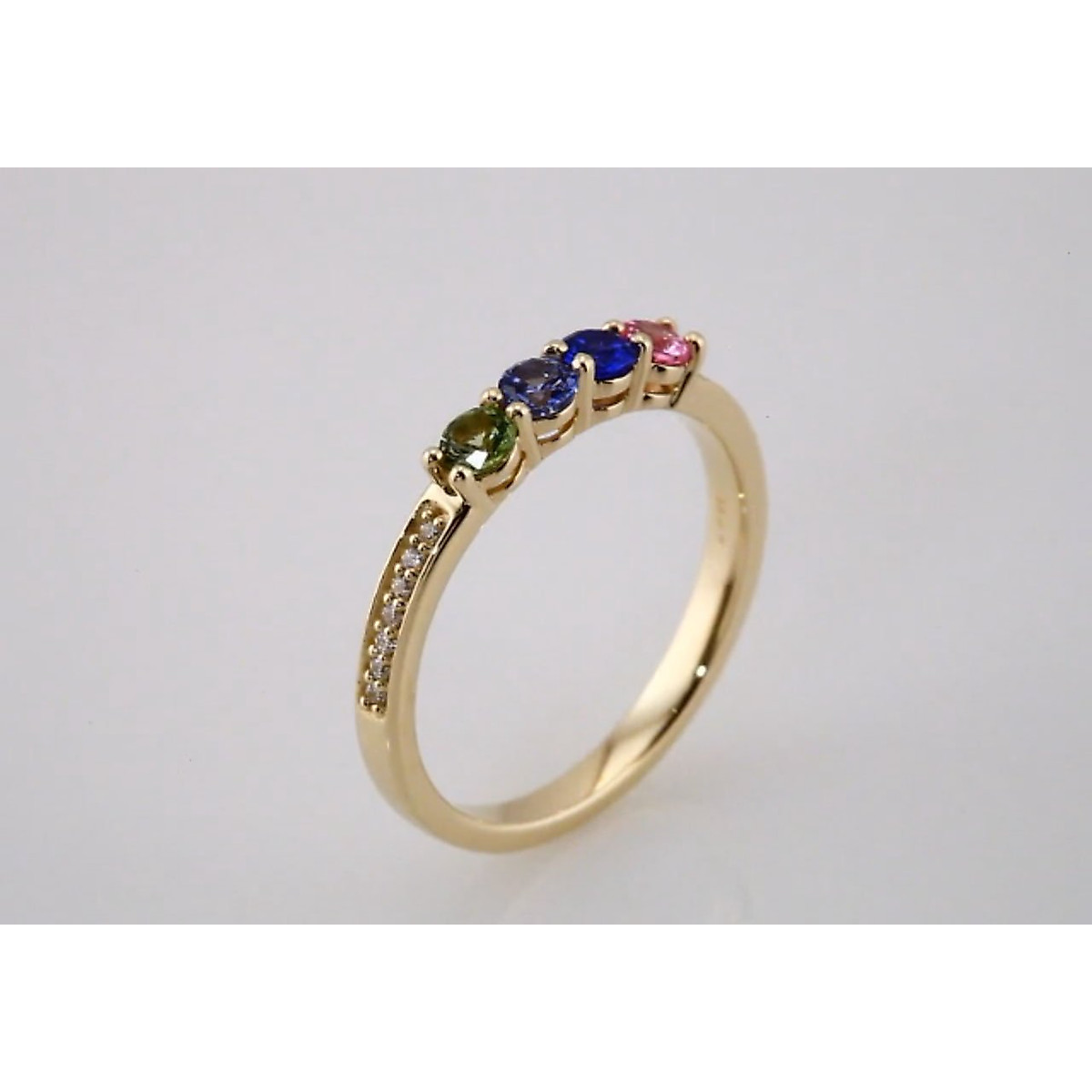 Family Mothers Ring 3 to 5 Birthstones In 10k Yellow or White Gold