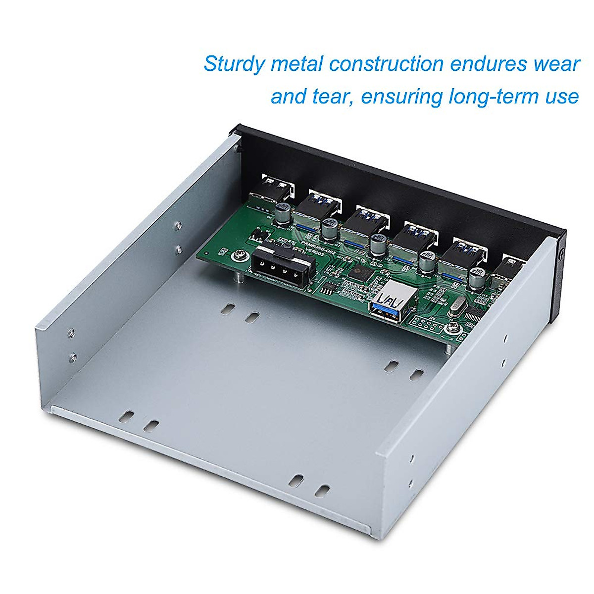ASHATA USB Front Panel,19 pin to 6 Interface (4 * USB3.0 + 2 * USB2.0) Metal Front Panel USB Hub,High Speed USB 3.0 Front Panel USB 3.0 Hub,Plug and Play