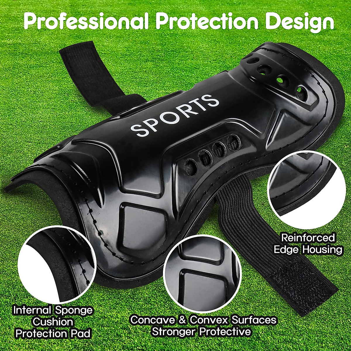 Soccer Shin Guards, 2 Pair Youth Soccer Shin Pads, Breathable and Lightweight Child Calf Protective Gear Soccer Equipment for 3-15 Years Old Boys Girls Toddler Kids Teenagers