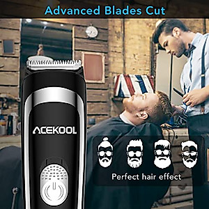 Acekool Hair Trimmer for Men, Cordless Hair Clippers 19 in 1 Waterproof Electric Beard Trimming Body Mustache Nose Ear Facial with Hairdressing Cape Kit Black