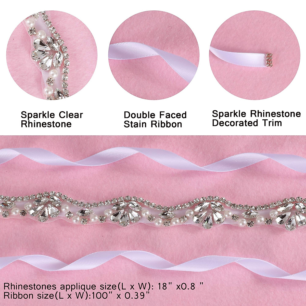 yanstar Handmade Rhinestone Belt Wedding Bridal Belt Sashes for Bridesmaid Dress (Gold-Ivory)