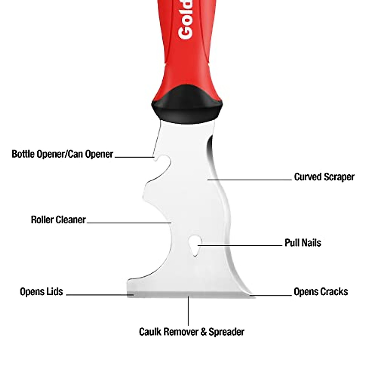 Goldblatt 9-in-1 Drywall Paint Scraper, Stainless Steel Putty Knife Scraper