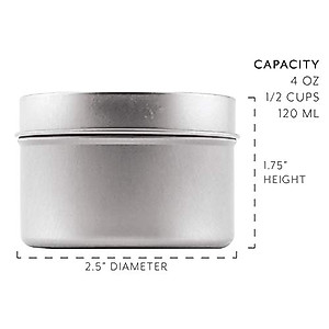 Corncuopia 4-Oz Small Candle Tins (12-Pack); Metal Storage Containers w/Slip-On Lids for Candle Making, Party Favors, Spices, Gifts, Balms & Gels