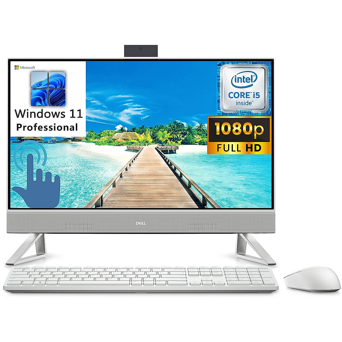 Dell 2023 Inspiron 24 5410 23.8" Touchscreen FHD Business All-in-One Desktop Computer, 12th Gen Intel 10-Core i5-1235U, 64GB DDR4 RAM, 2TB PCIe SSD, WiFi 6, Bluetooth 5.2, Pearl White, Windows 11 Pro