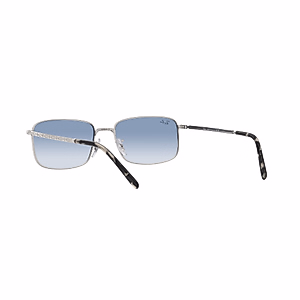 Ray-Ban RB3717 Rectangular Sunglasses, Silver/Clear Gradient Blue, 57 mm