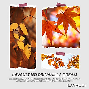Lavault Strong Scented Candles with Wood lid- Naturally Scented Candles for Bathroom and Home Decor- Relaxing Long Lasting Candles Scented Made with Soy Wax and Essential Oils - Vanilla Cream